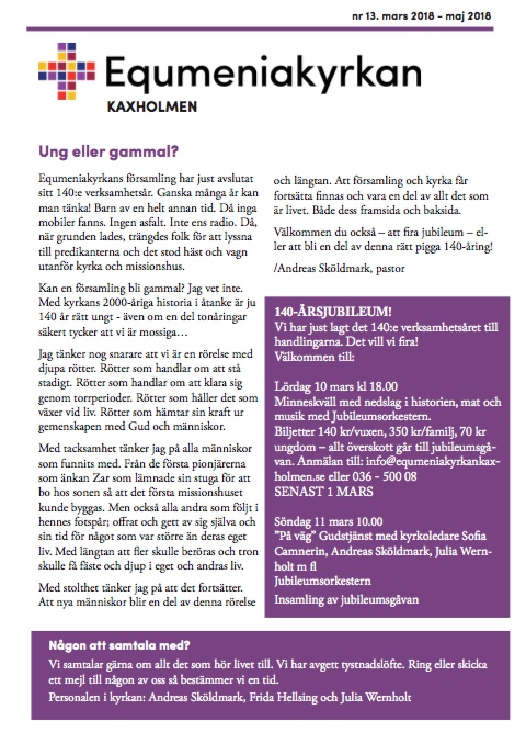 Programblad | Equmeniakyrkan Kaxholmen