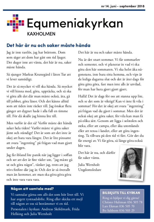 Programblad | Equmeniakyrkan Kaxholmen